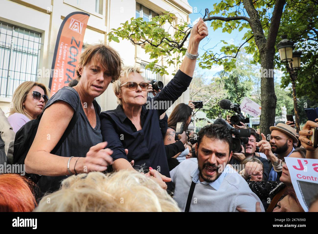 Demonstration against domestic violences, organized by french actress ...