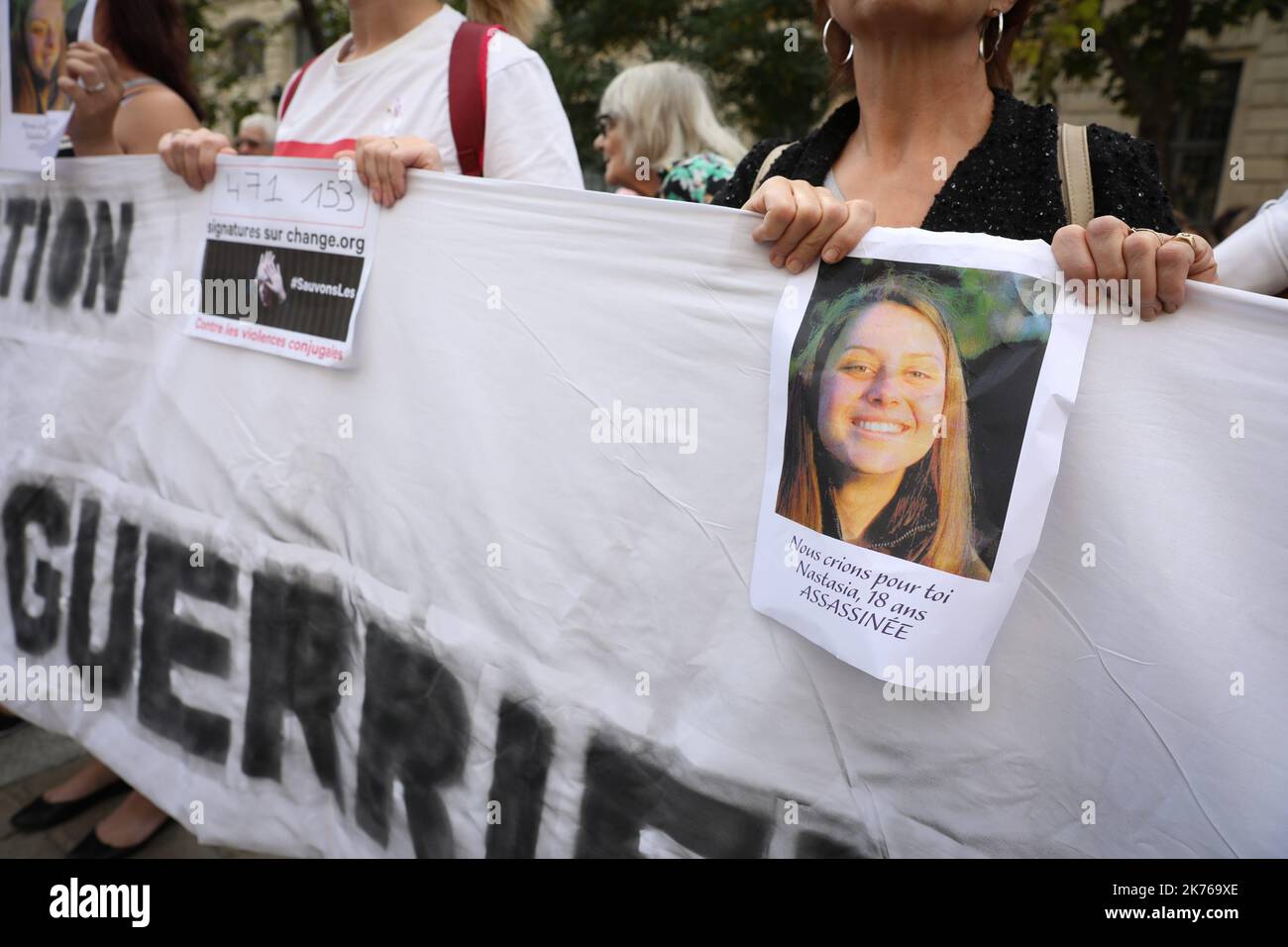 Demonstration against domestic violences, organized by french actress ...