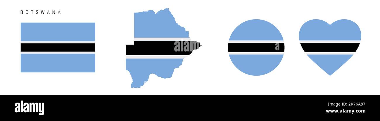 Botswana flag icon set. Republic of Botswana pennant in official colors ...