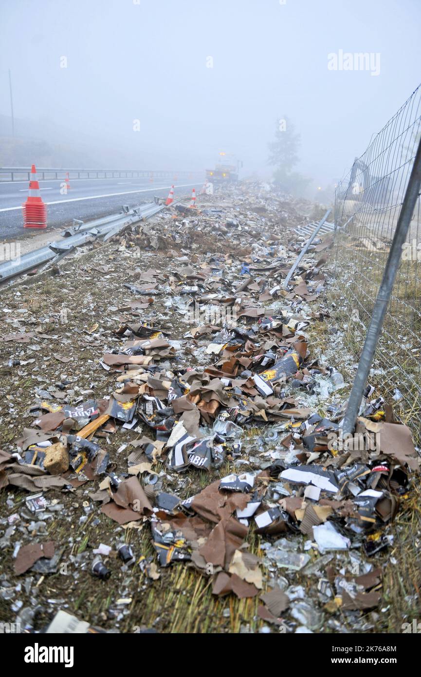 A lorry transport transporting whisky bottles had an accident on A75 ...