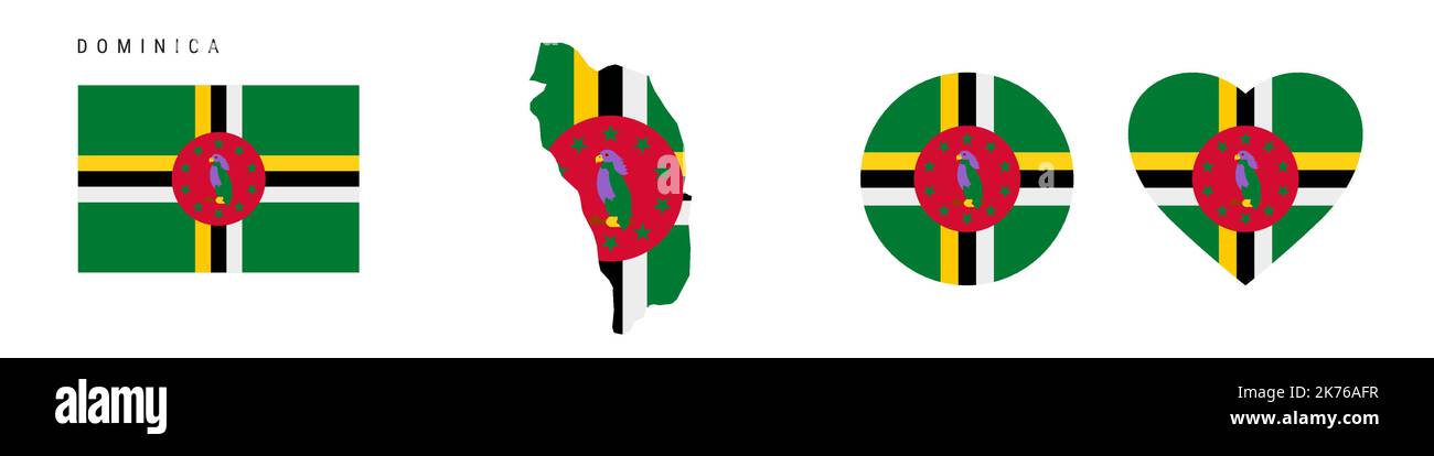 Dominica flag icon set. Dominican pennant in official colors and ...