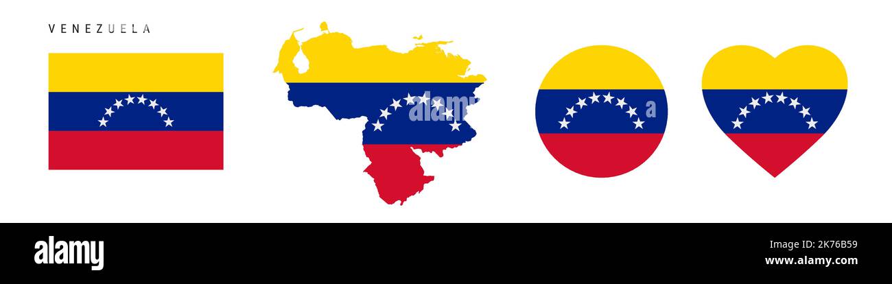 Venezuela flag icon set. Venezuelan pennant in official colors and ...