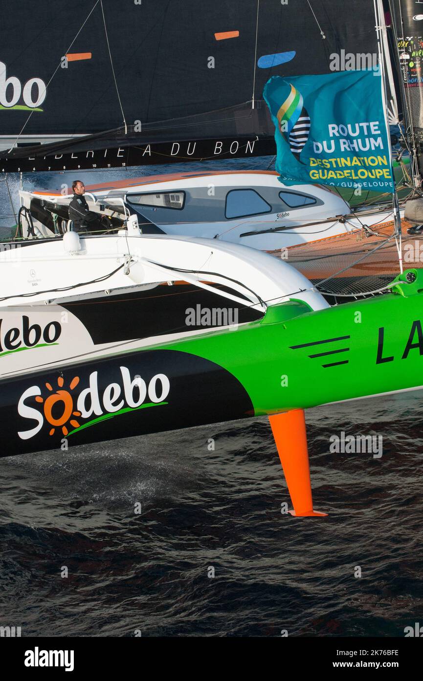 Thomas Coville's Sodebo Ultim' trimaran. With its 7136 sq ft of sails ...