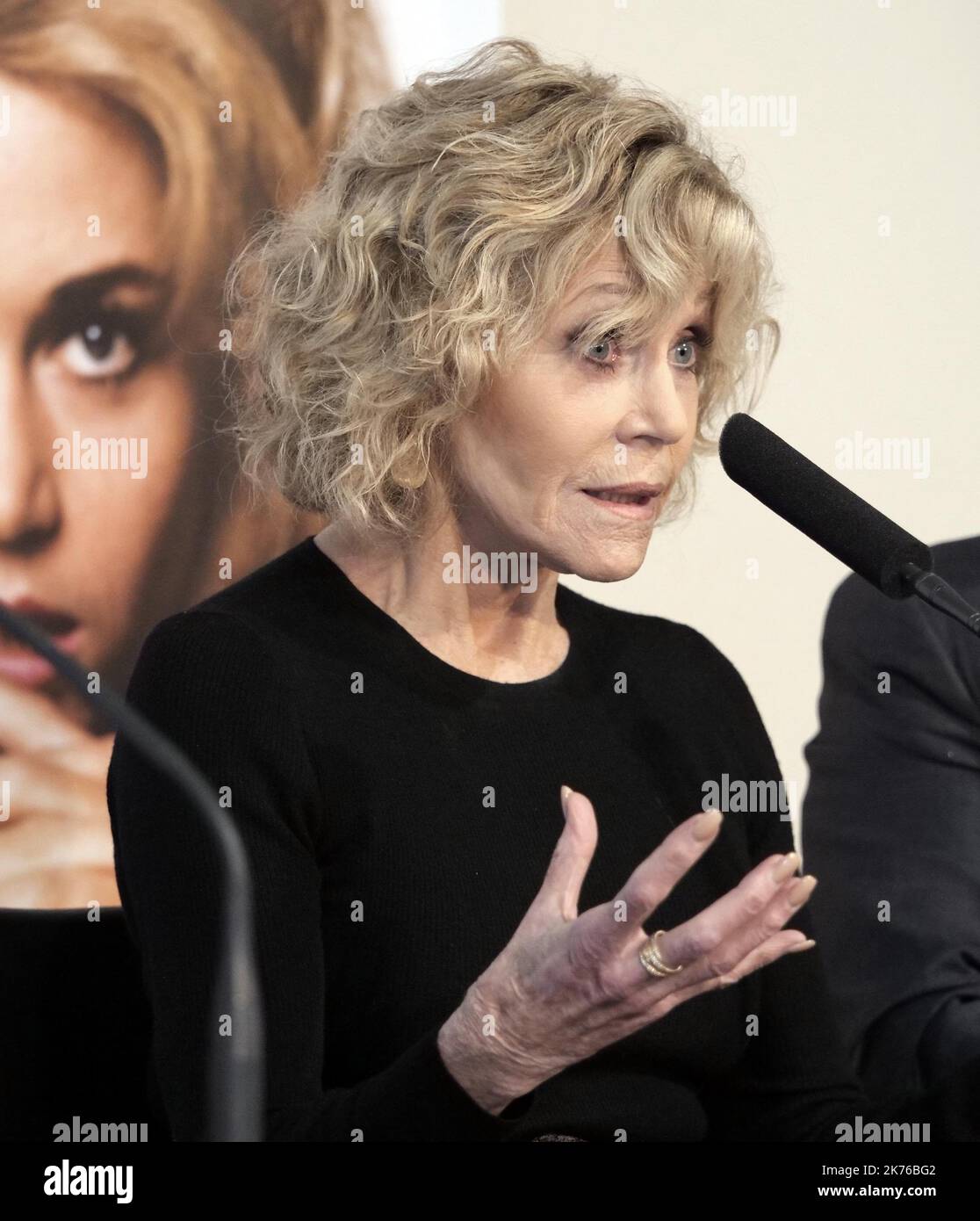 US actress Jane Fonda speaks during a panel at the 10th Edition of the ...