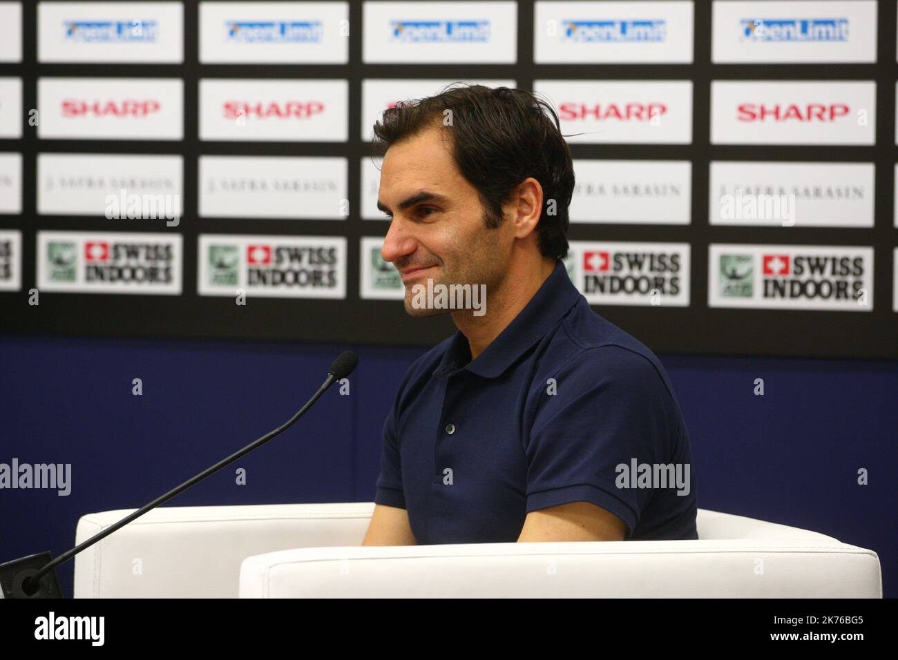 Roger Federer at the Swiss Indoors ATP 500 event in Basel Stock Photo ...
