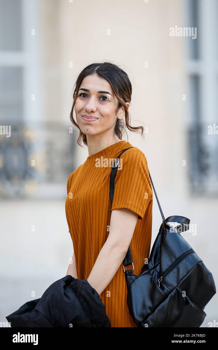 French President, receives a co-recipient of this year's Nobel Peace ...