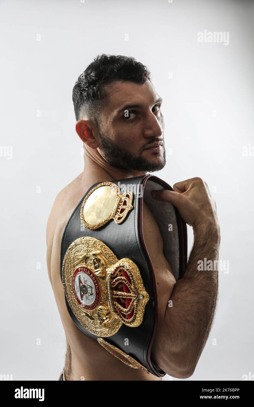 Portrait of French boxer Arsen Goulamirian, WBA regular world champion ...