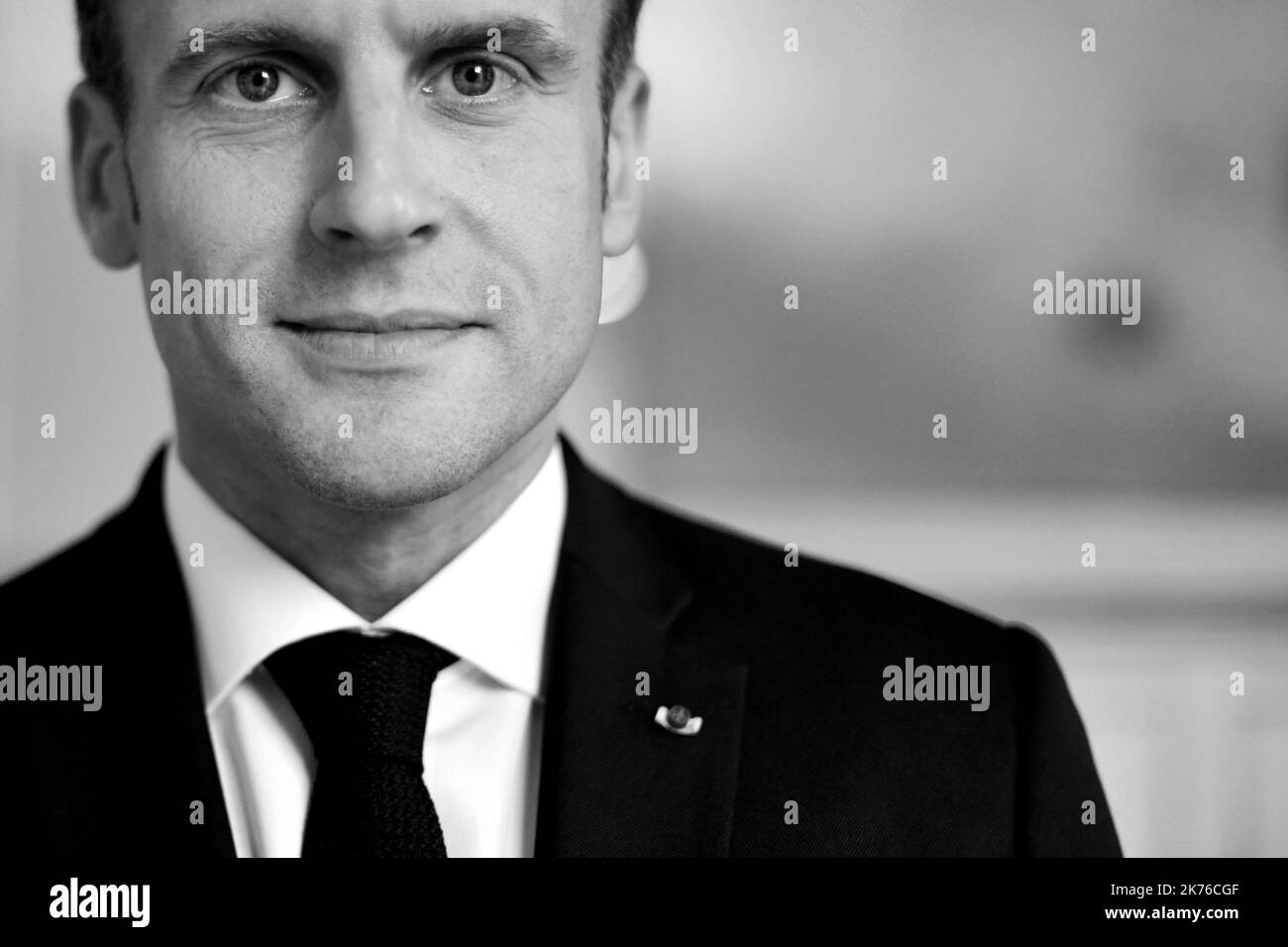 The President of the Republic Emmanuel Macron at the Elysée during an ...