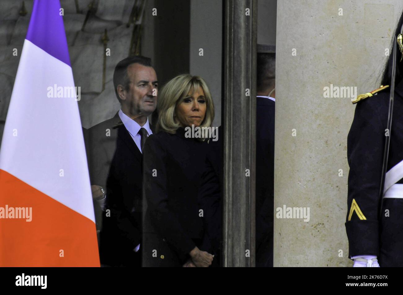 French First Lady Brigitte Macron greets US First Lady Melania Trump ...
