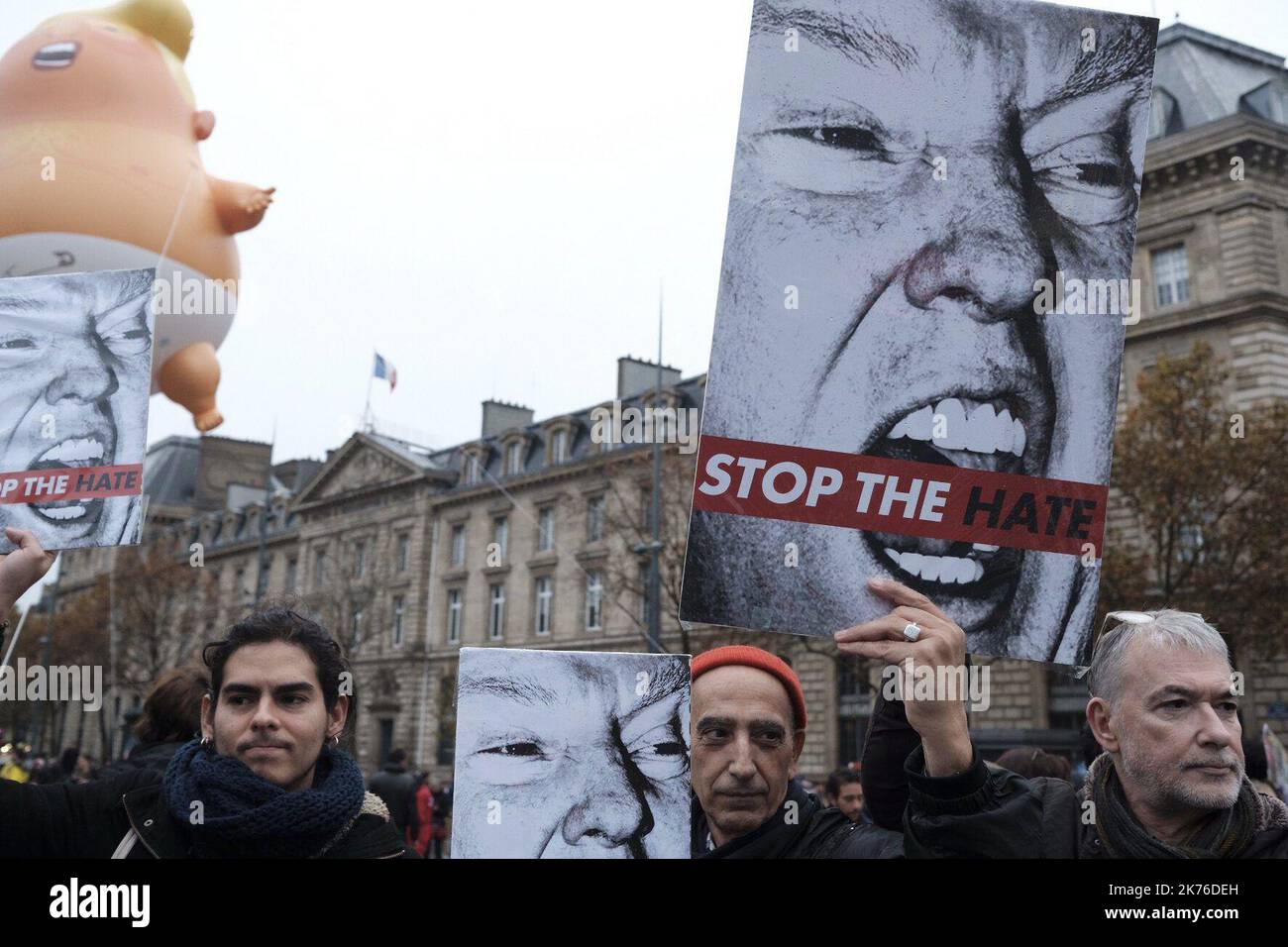 Anti-Trump protest in Paris Stock Photo - Alamy