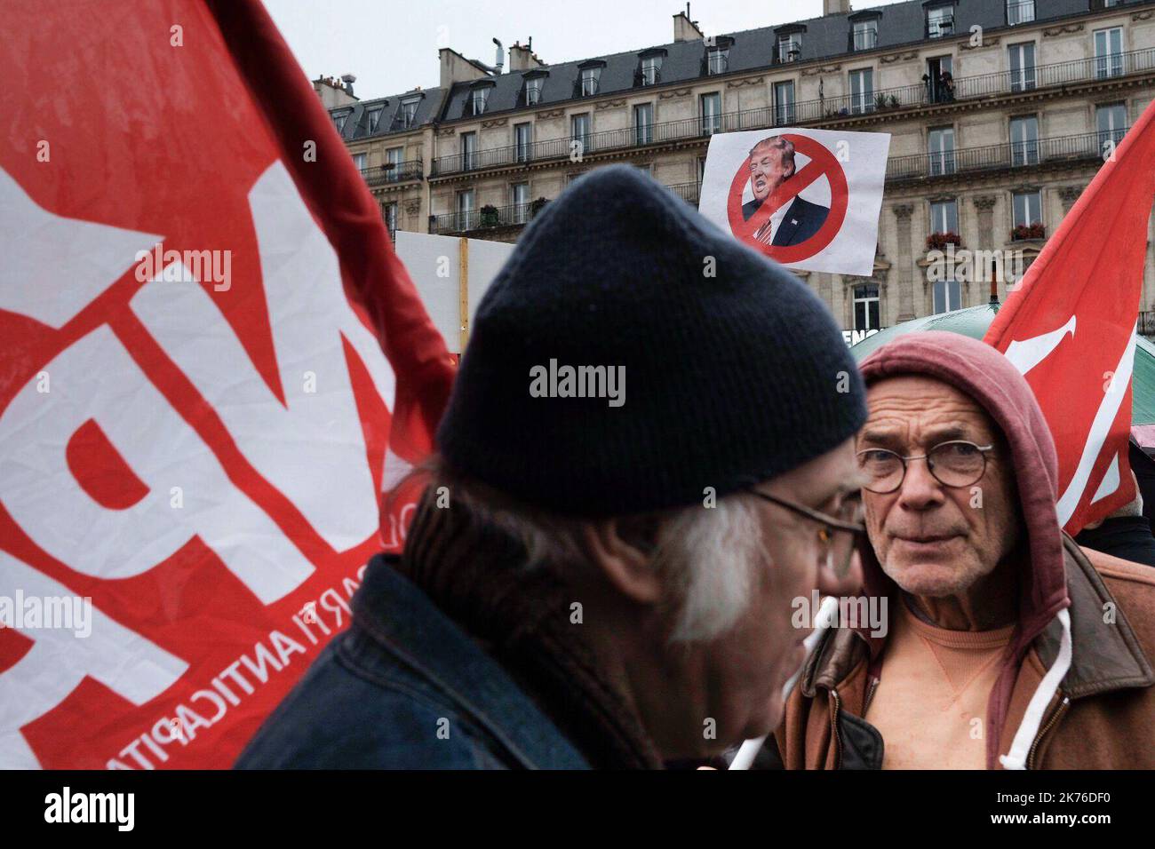 Anti-Trump protest in Paris Stock Photo - Alamy