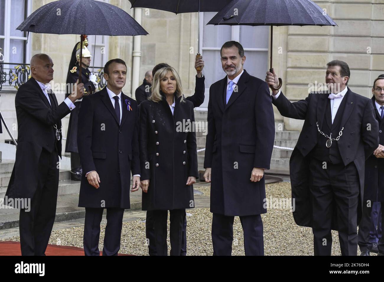 French President Emmanuel Macron and French First Lady Brigitte Macron ...