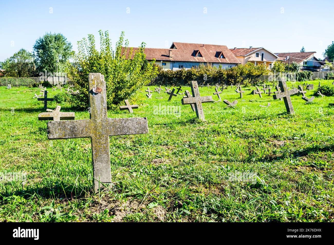 The old military cemetery at Tranžament, Petrovaradin. A panoramic view ...