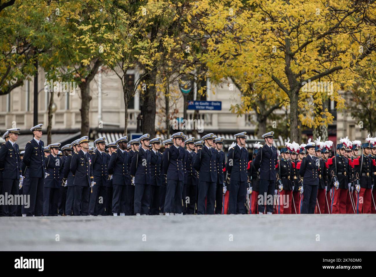 French military schools attends a ceremony at the Arc de Triomphe in ...