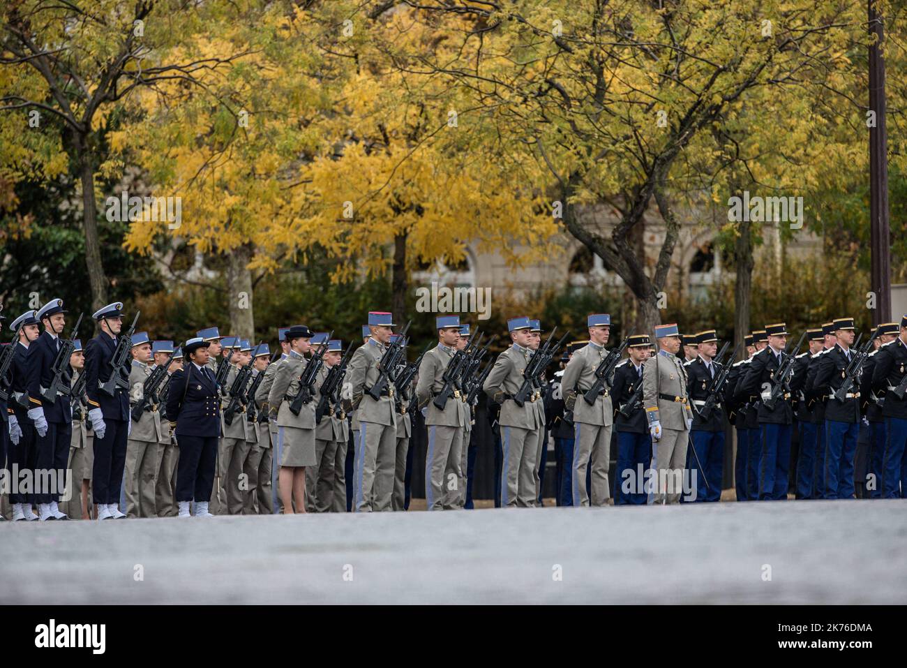 French military schools attends a ceremony at the Arc de Triomphe in ...
