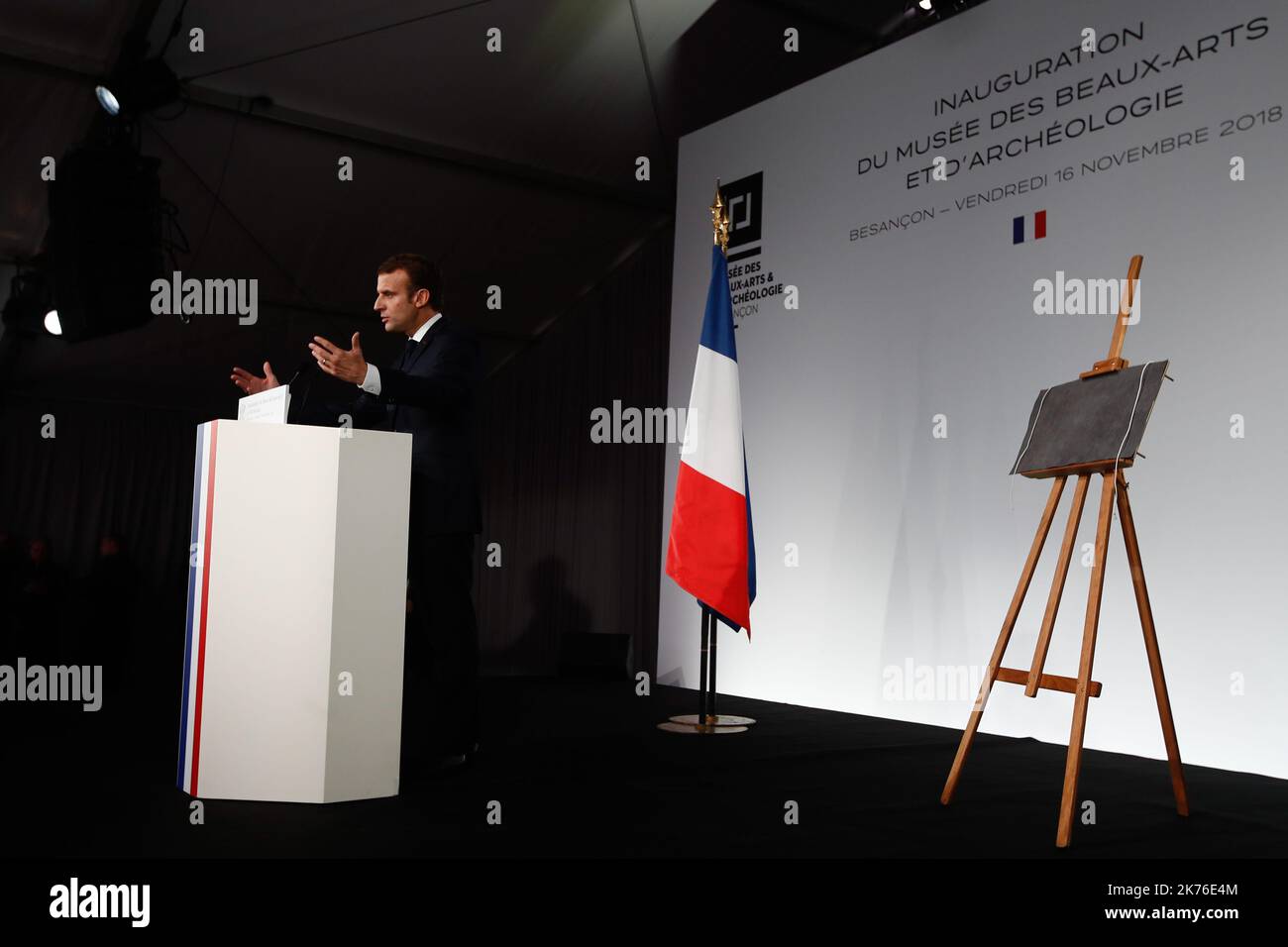 French President Emmanuel Macron during the Inauguration of Museum of ...