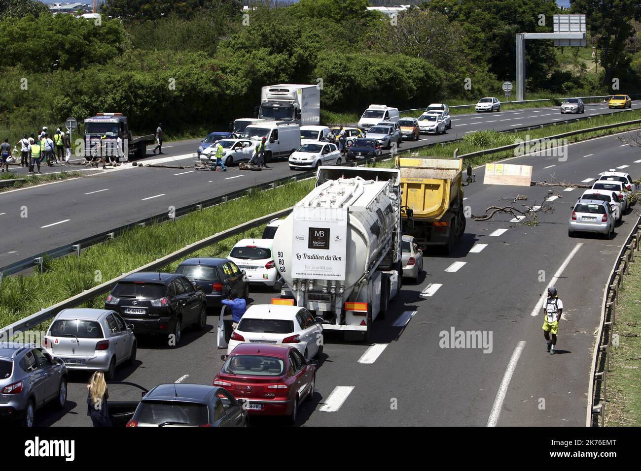 French fuel protests in Saint-Denis-de-la-Reunion Stock Photo - Alamy