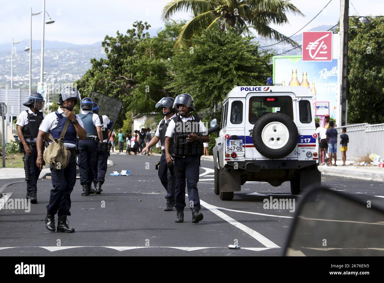 French fuel protests in Saint-Denis-de-la-Reunion Stock Photo - Alamy