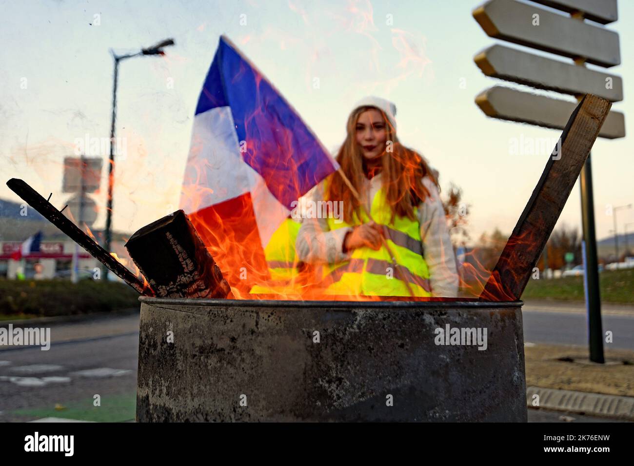 French fuel protests in Saint-Denis-de-la-Reunion Stock Photo - Alamy