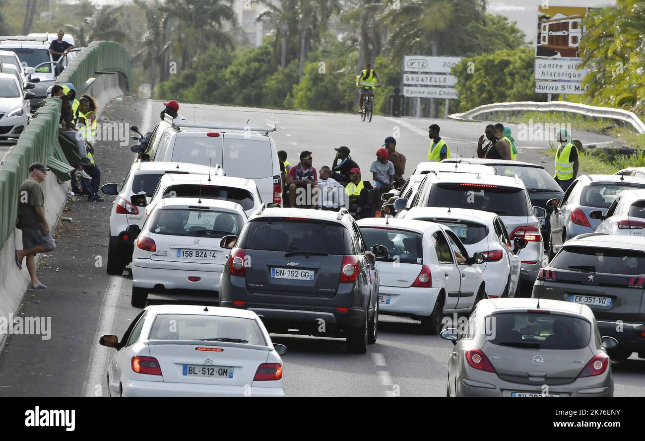French fuel protests in Saint-Denis-de-la-Reunion Stock Photo - Alamy