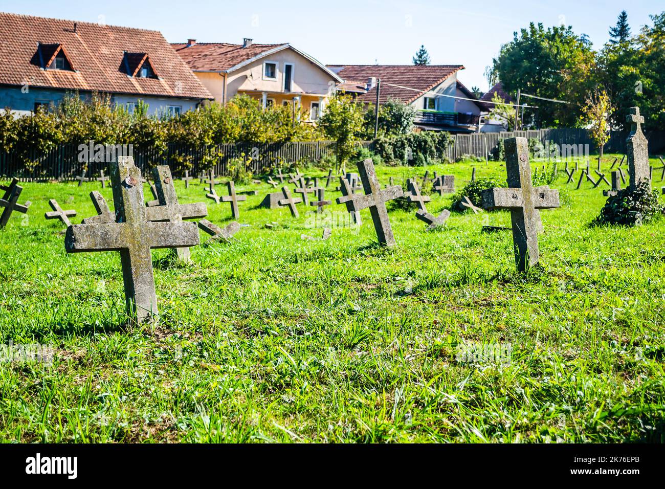 The old military cemetery at Tranžament, Petrovaradin. A panoramic view ...