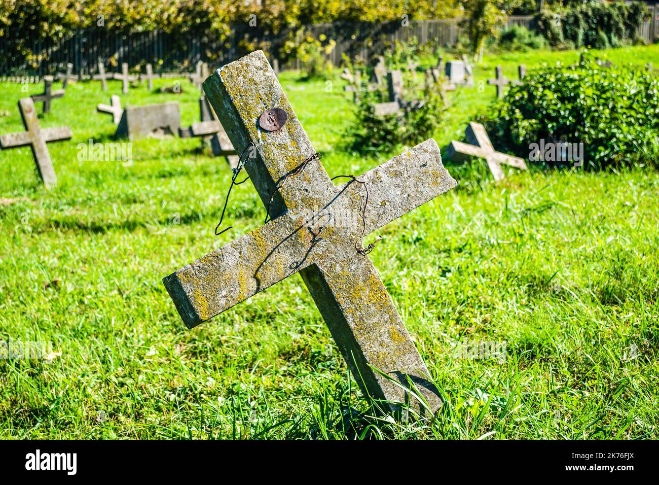 The old military cemetery at Tranžament, Petrovaradin. A panoramic view ...
