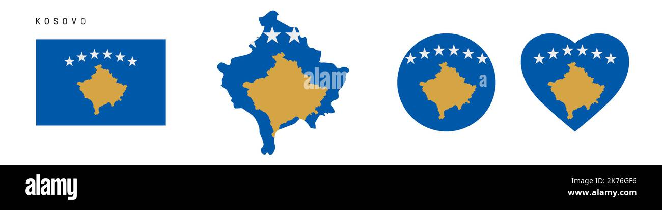 Kosovo flag icon set. Kosovan pennant in official colors and ...