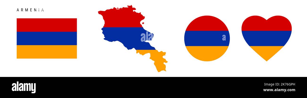 Armenia flag icon set. Armenian pennant in official colors and ...