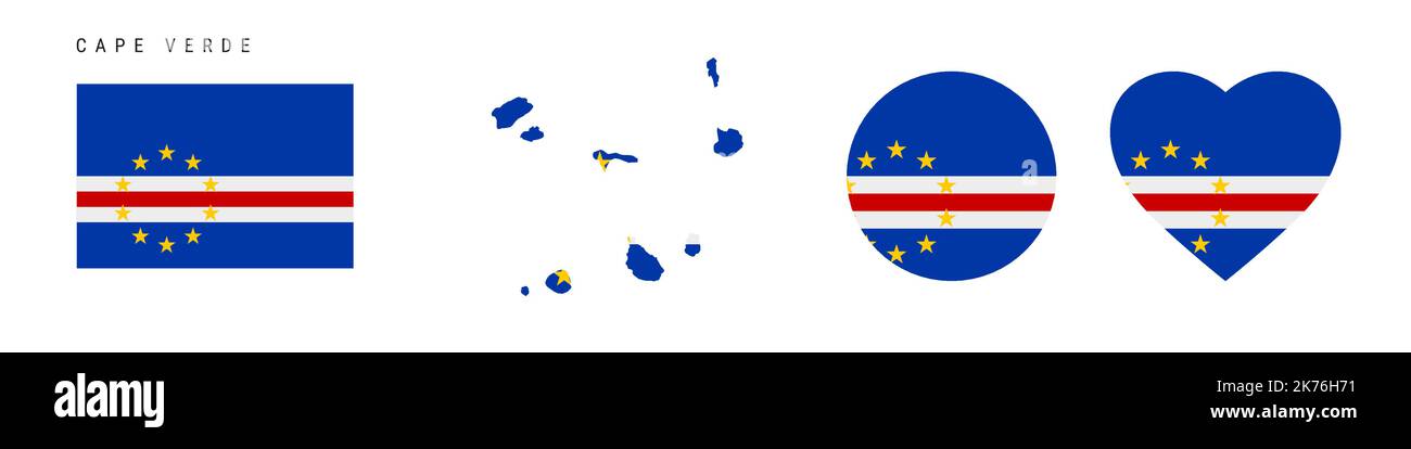 Cape Verde flag icon set. Cabo Verde pennant in official colors and ...