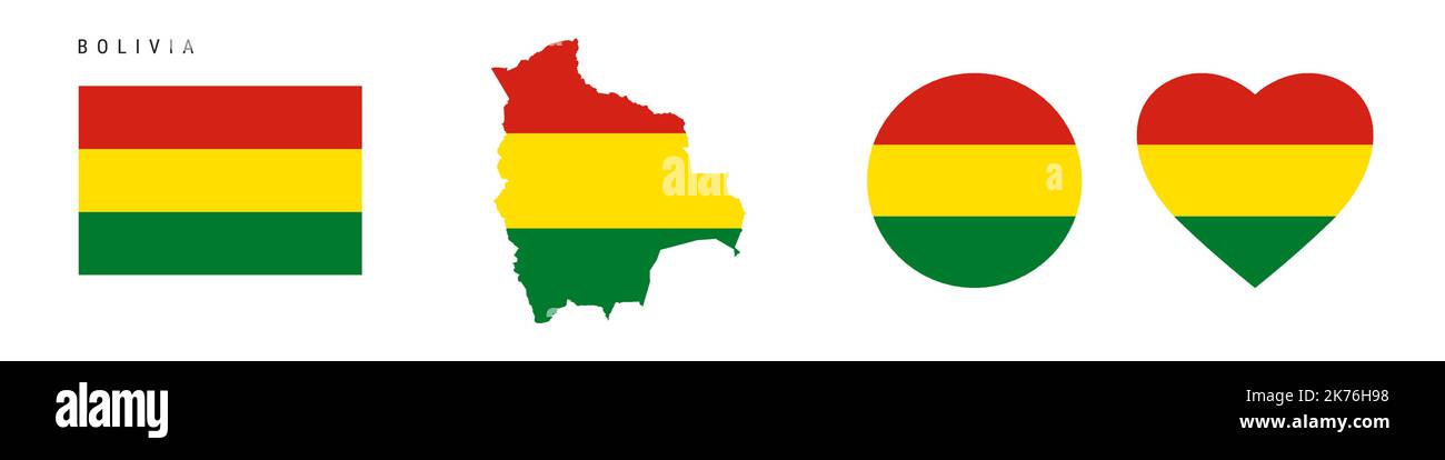 Bolivia flag icon set. Bolivian pennant in official colors and ...