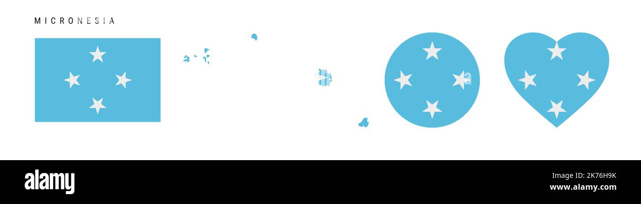 Micronesia flag icon set. Micronesian pennant in official colors and ...