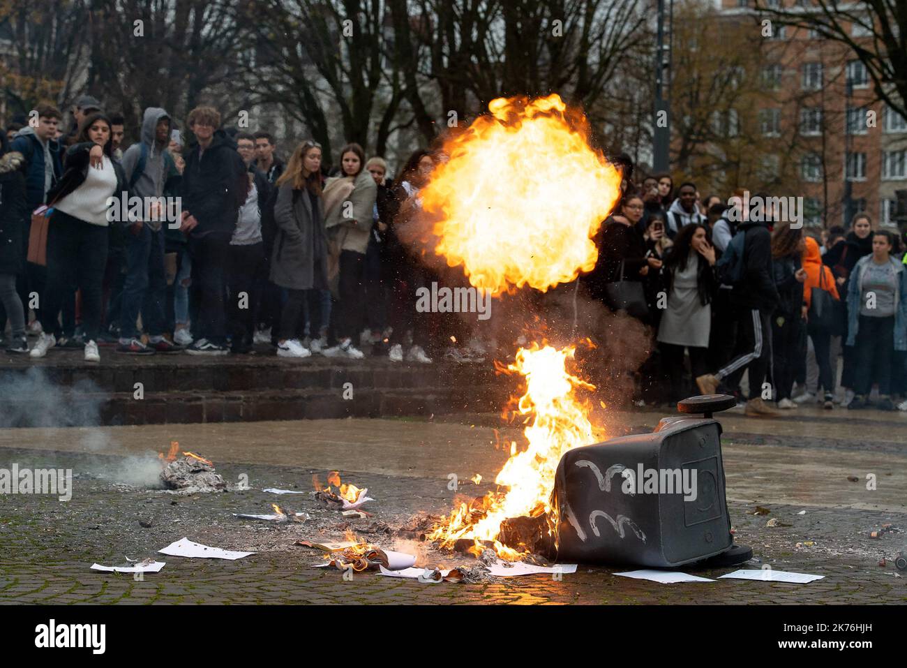 French students demonstration against education reform Day of blocus by ...