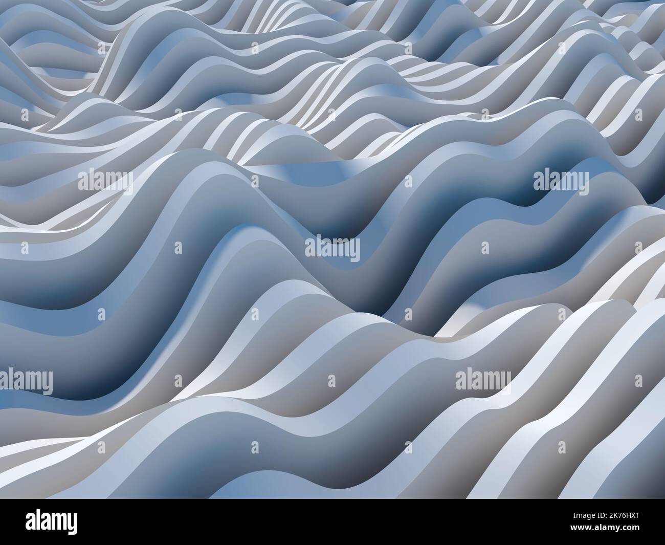 Abstract digital graphic background with white wavy parametric structure installation. 3d ...