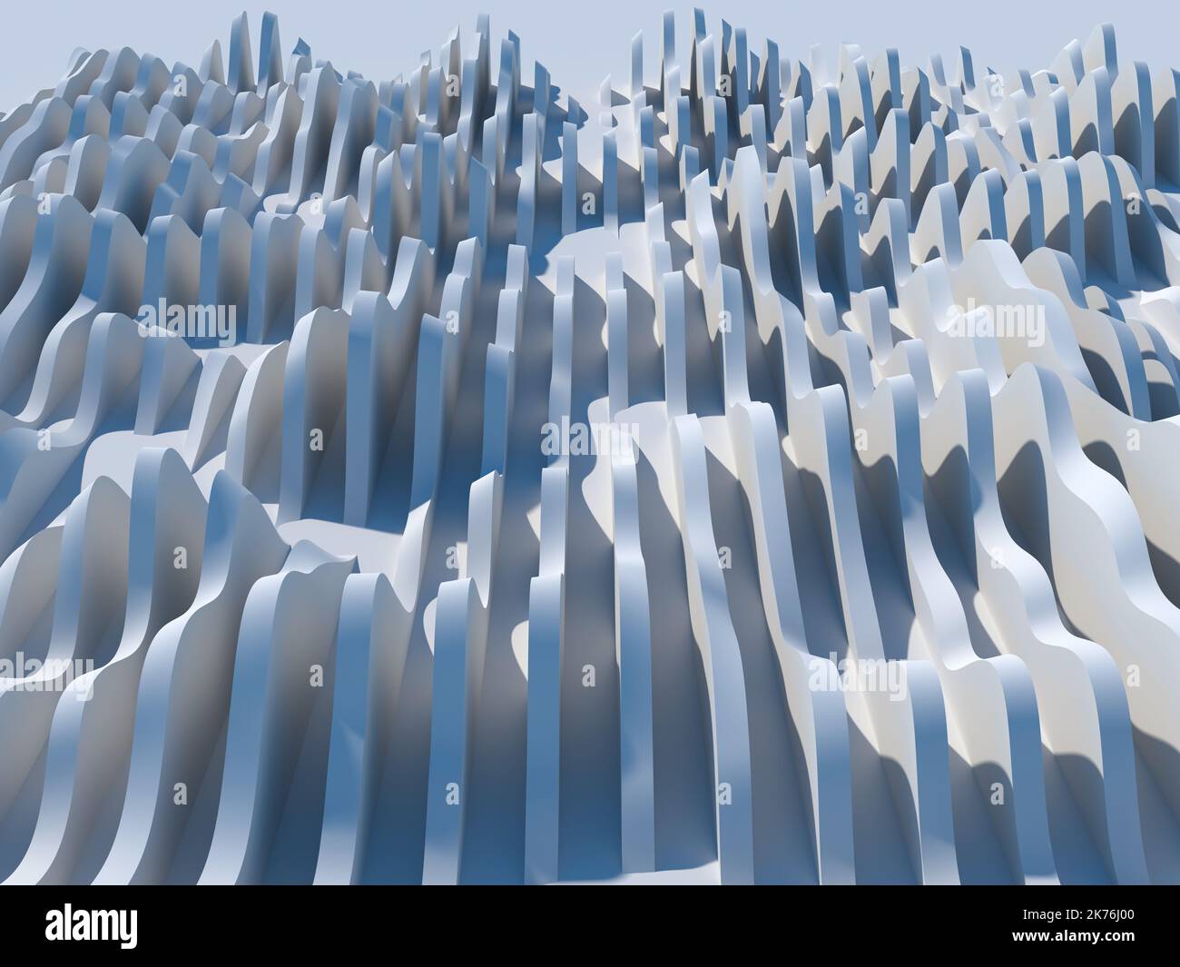 Abstract digital graphic background with wavy parametric structure installation. 3d rendering ...