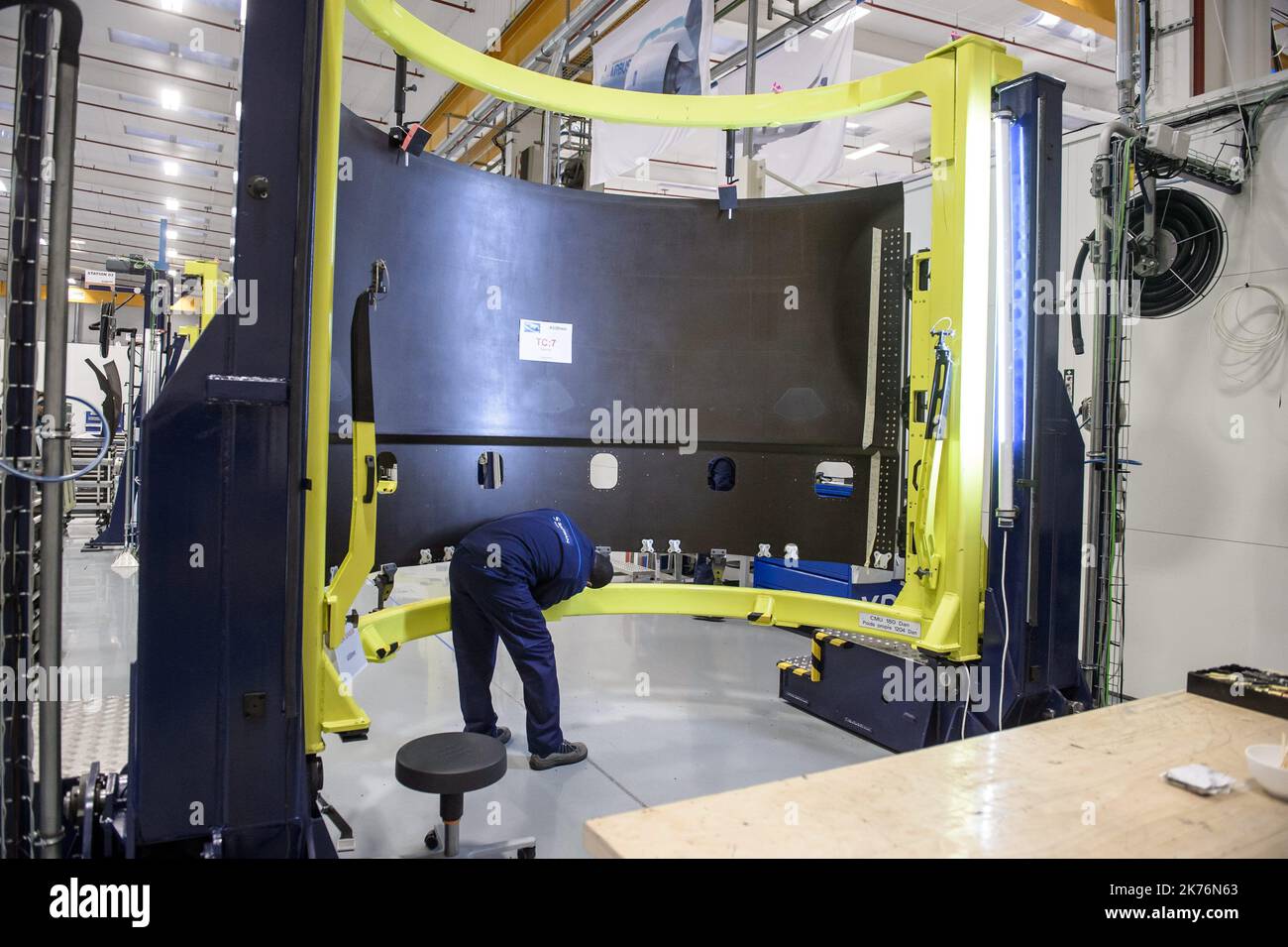 French aircraft engine maker Safran Nacelle plant in Gonfreville l ...