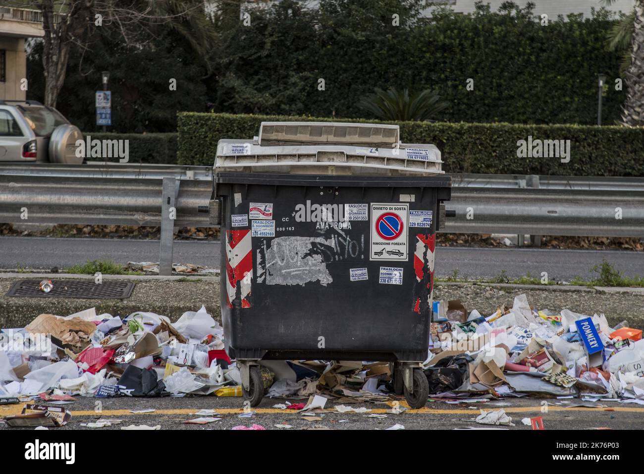 A general view of discarded rubbish building up across various ...
