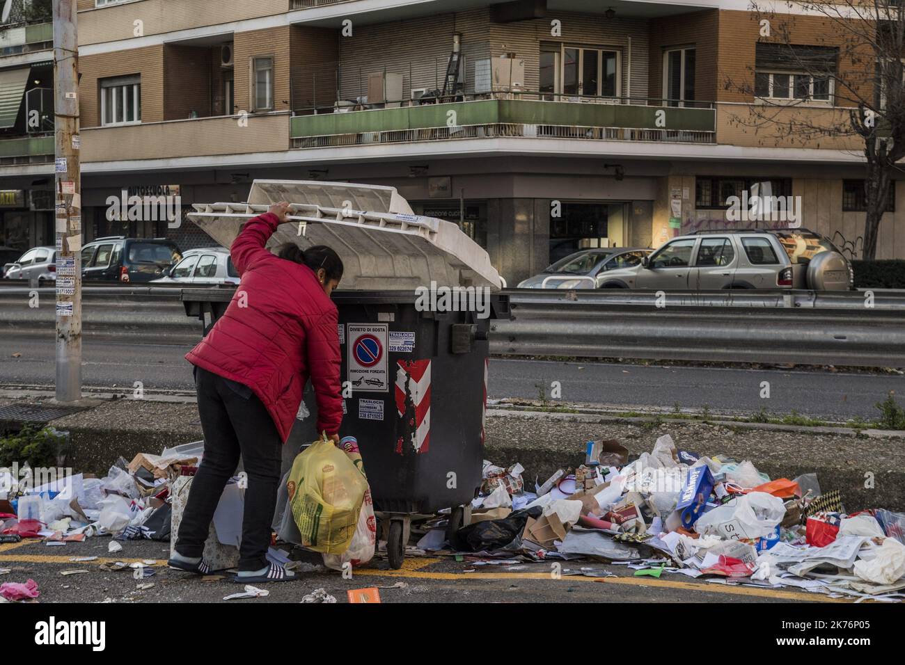 A general view of discarded rubbish building up across various ...