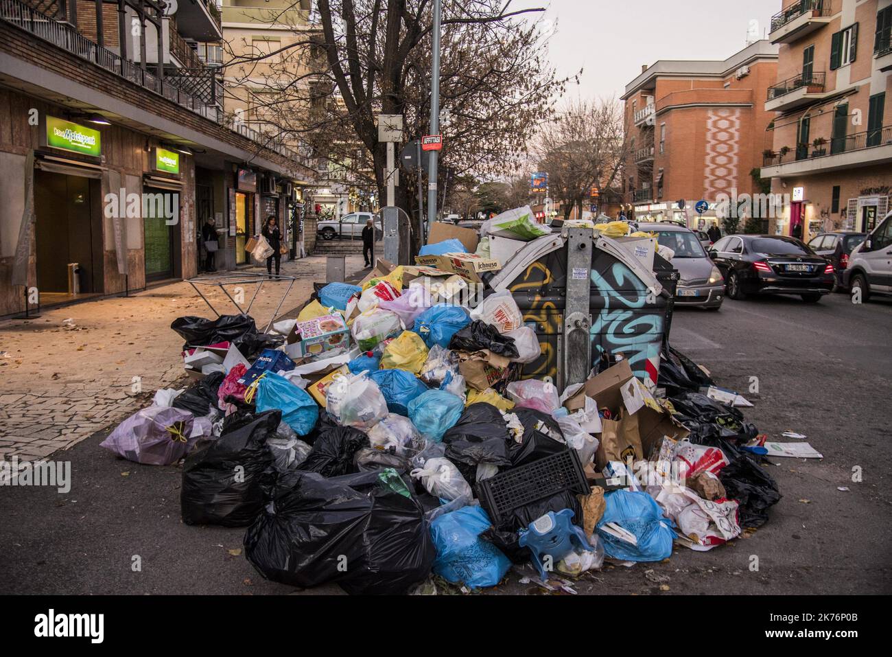 A general view of discarded rubbish building up across various ...