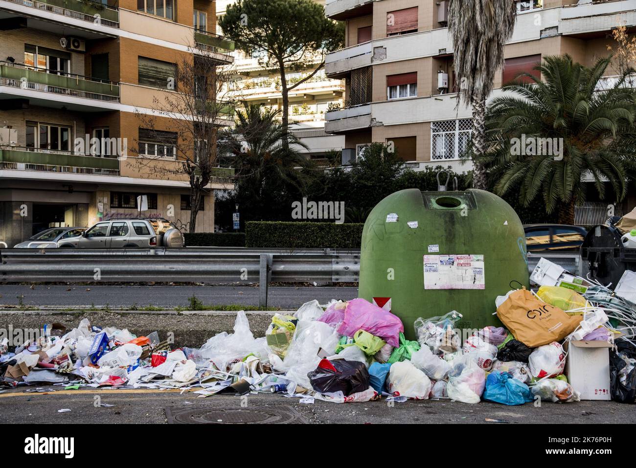A general view of discarded rubbish building up across various ...