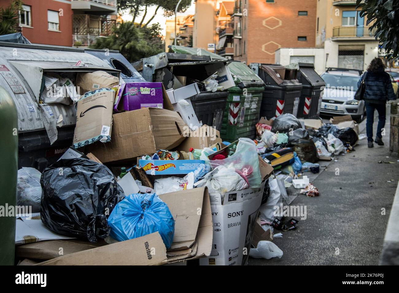 A general view of discarded rubbish building up across various ...