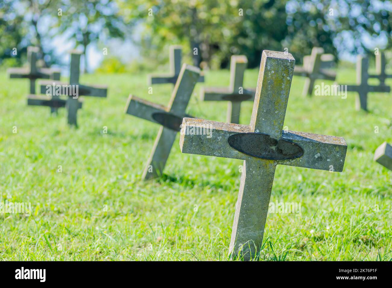 The old military cemetery at Tranžament, Petrovaradin. A panoramic view ...