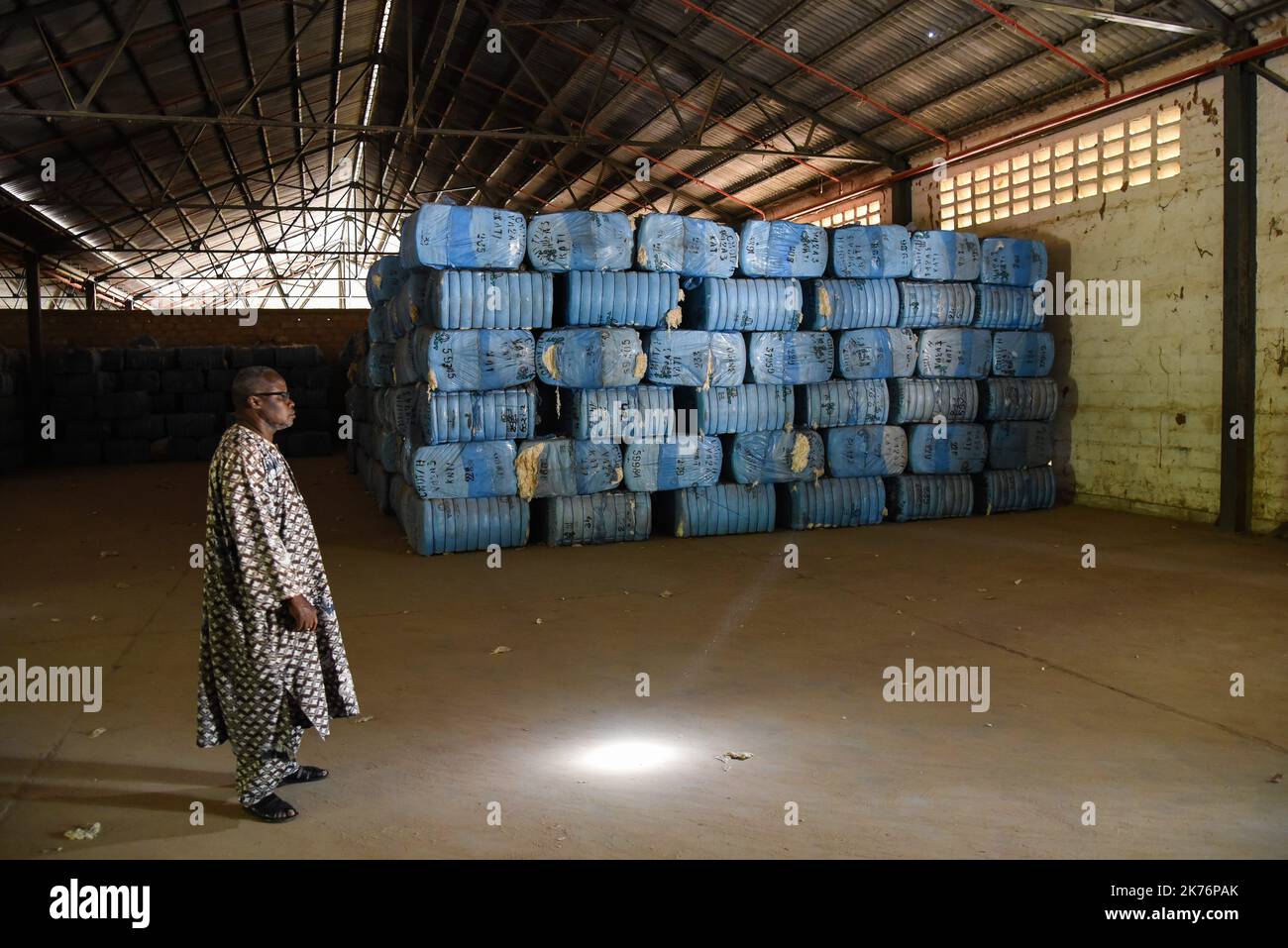A warehouse at the COMATEX (Malian Textile Company) factory in Segou ...