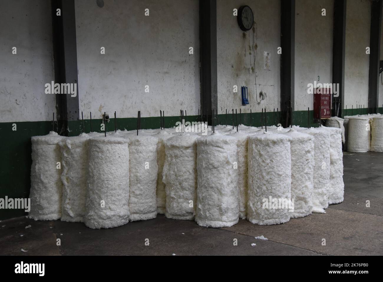 Cotton bales from COMATEX (Malian Textile Company) are prepared for a ...