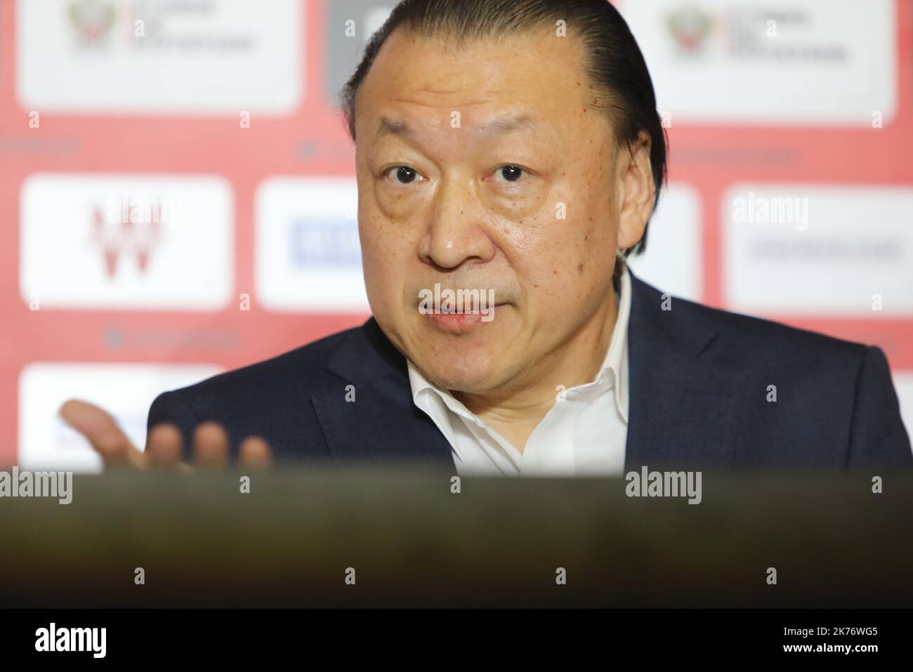 Chinese Investors Buy French Soccer Club OGC Nice. Here, during a press conference : Chien Lee ...