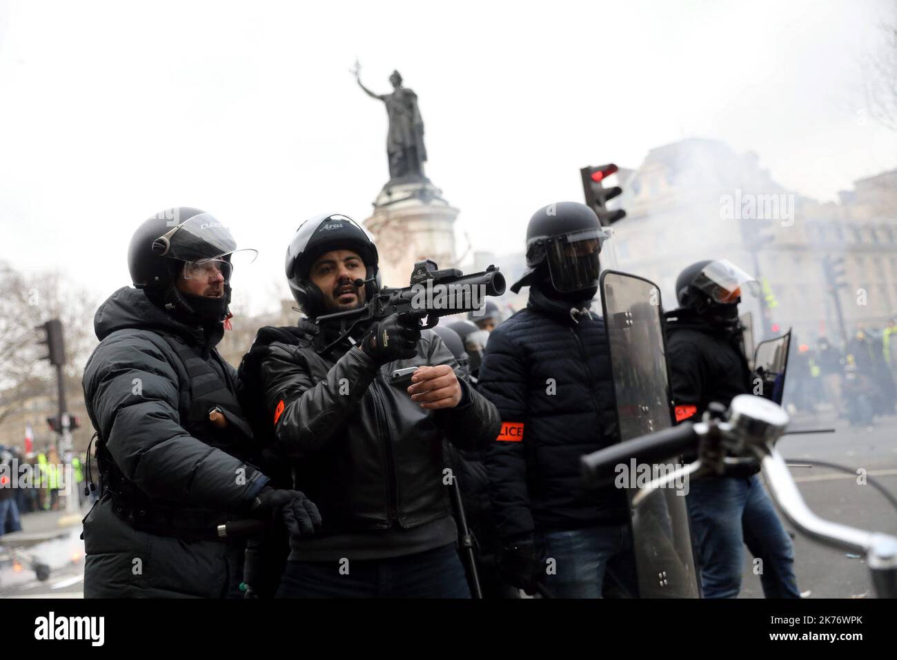 Act 12 of yellow vests protest in Paris, France, on February 02, 2019 ...
