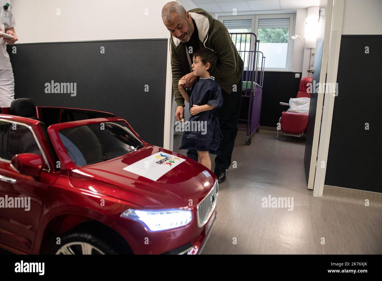 Seclin hospital (north of France), use of an electric car to take the ...