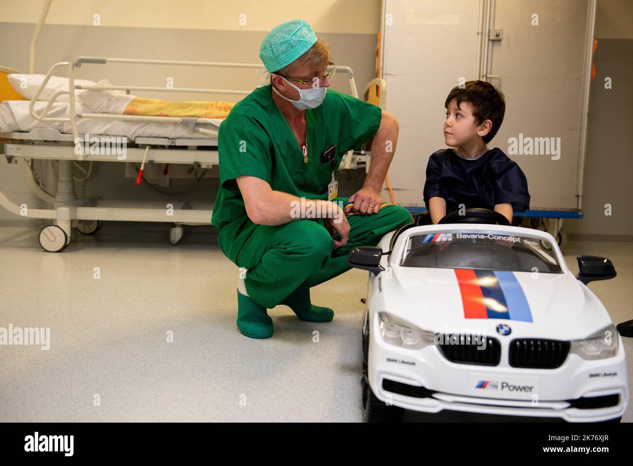Seclin hospital (north of France), use of an electric car to take the ...