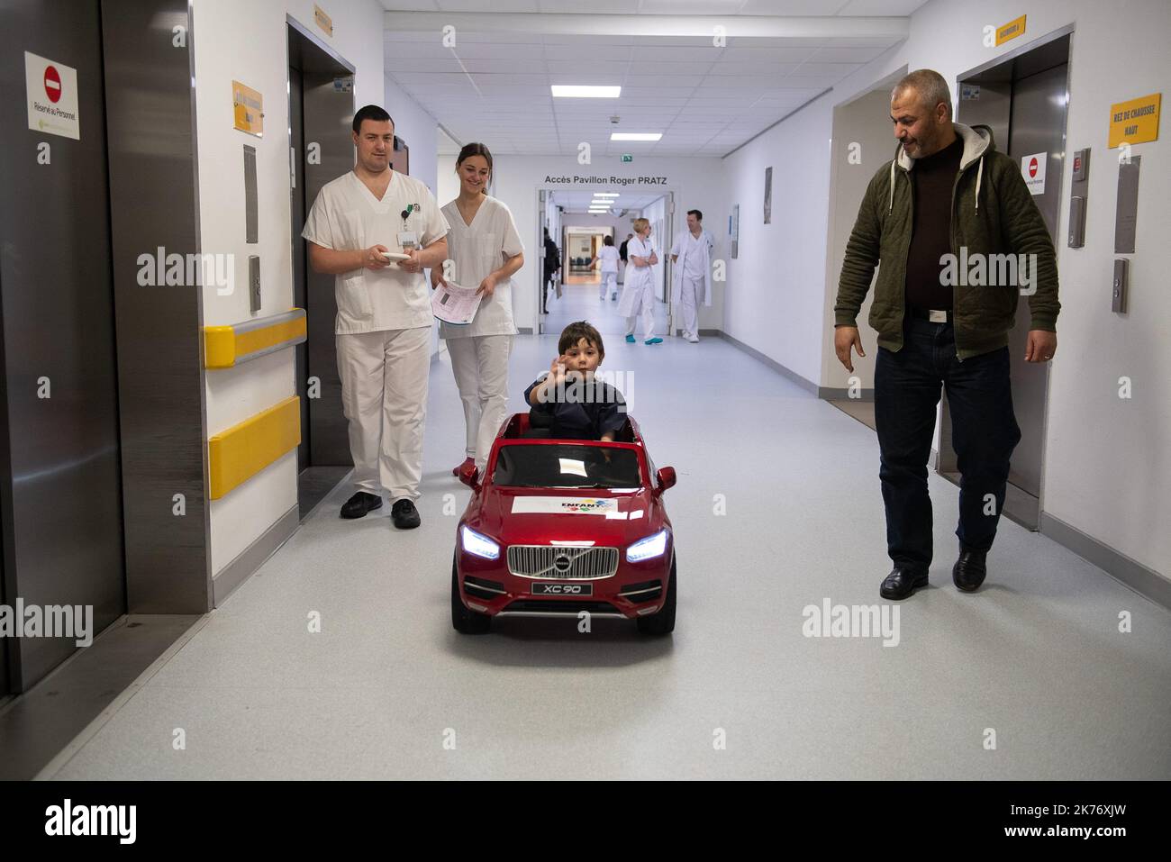 Seclin hospital (north of France), use of an electric car to take the ...