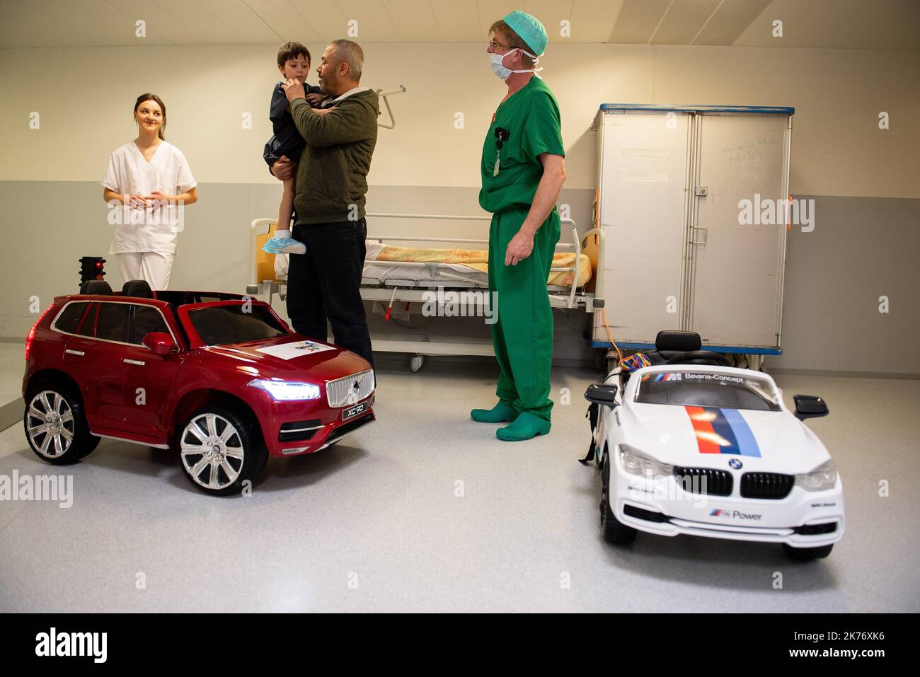 Seclin hospital (north of France), use of an electric car to take the ...