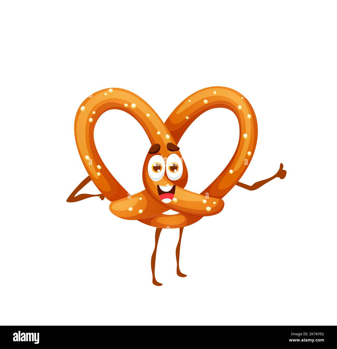 Funny pretzel cartoon character. Isolated vector confectionery ...